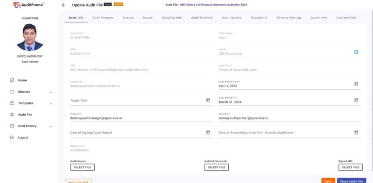Audit file – AuditFrame
