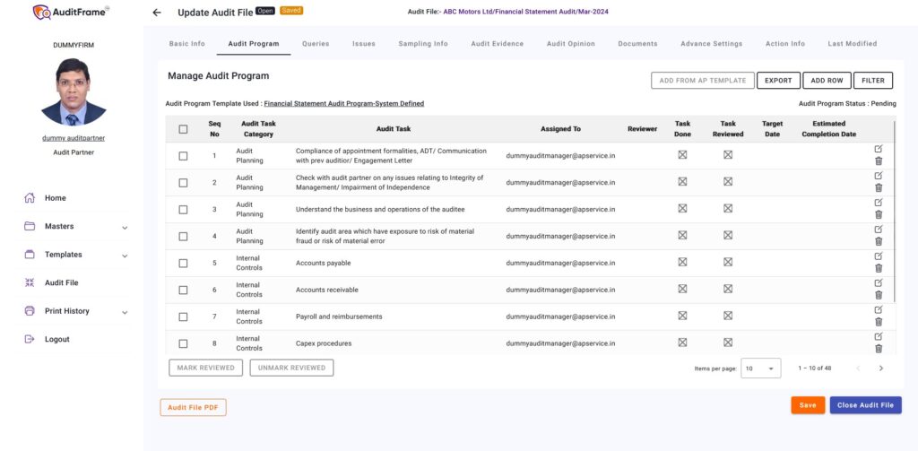 Audit Program Templates – AuditFrame
